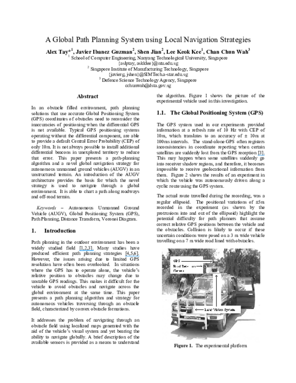 Pdf A Global Path Planning System Using Local Navigation Strategies