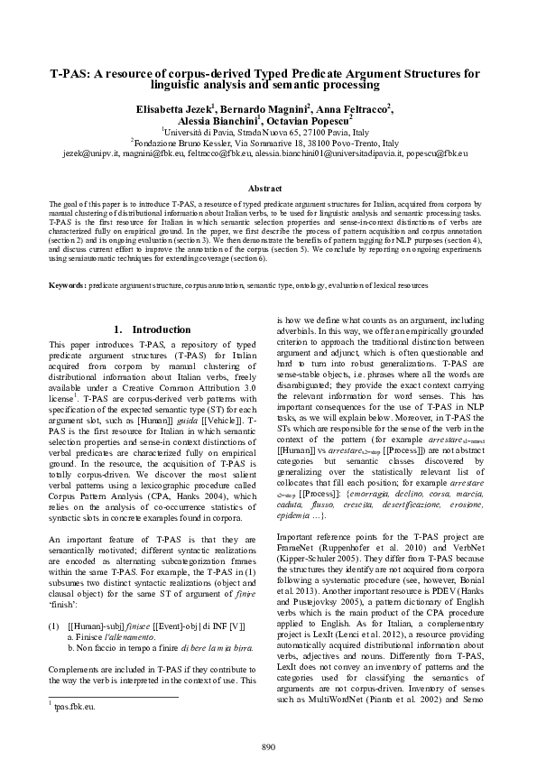 Pdf T Pas A Resource Of Corpus Derived Typed Predicate Argument