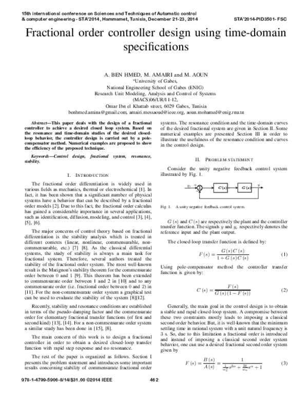 (PDF) Fractional order controller design using time-domain specifications
