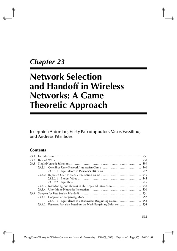 (PDF) Network Selection and Handoff in Wireless Networks