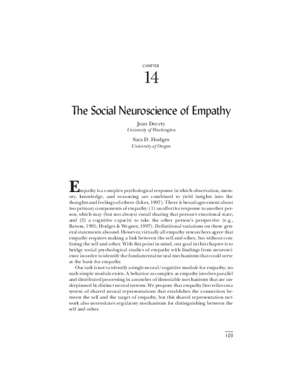 (PDF) A social cognitive neuroscience model of human empathy