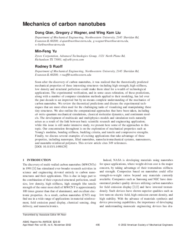 (PDF) Mechanics of carbon nanotubes