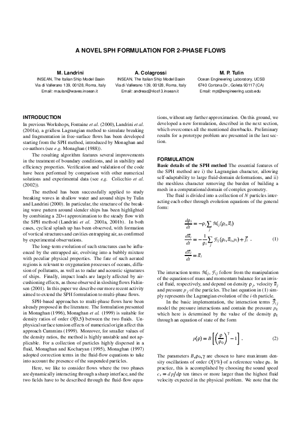 (PDF) A novel SPH formulation for 2-phase flows