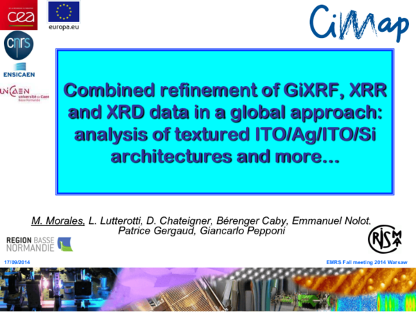 (PDF) Combined refinement of GIXRF, XRR and XRD data in a global ...