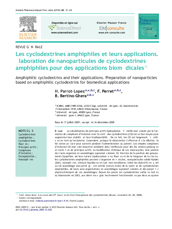 (PDF) [Amphiphilic cyclodextrins and their applications. Preparation of ...