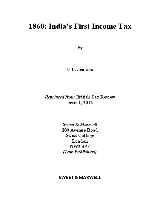 (PDF) 1860: India's First Income Tax