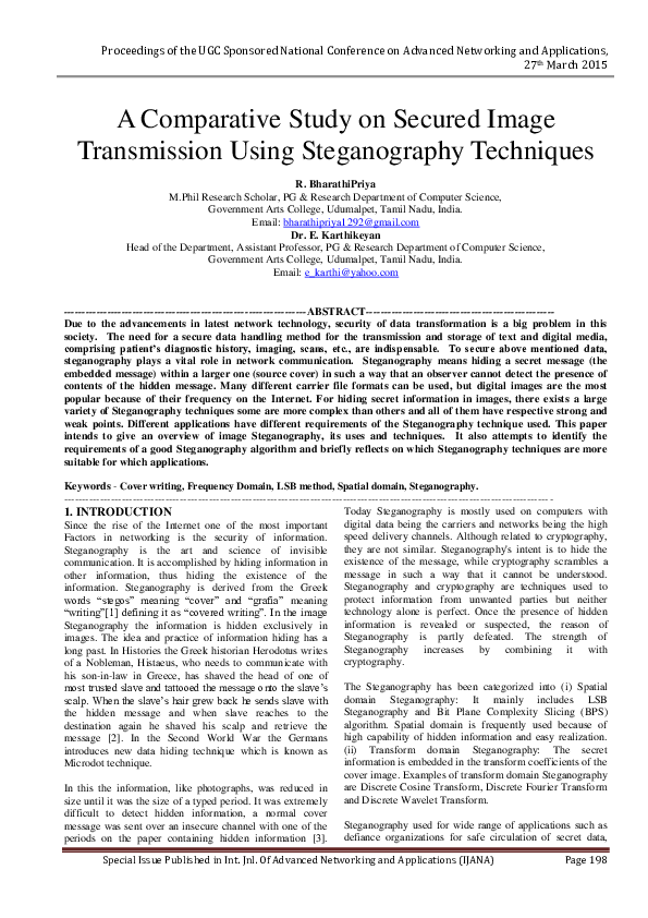 (PDF) A Comparative Study on Secured Image Transmission Using ...