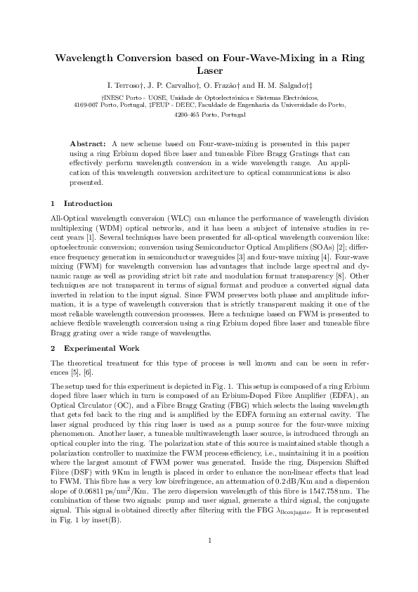 (PDF) Multichannel Wavelength Conversion Using Four-Wave Mixing in Semiconductor Ring Lasers ...