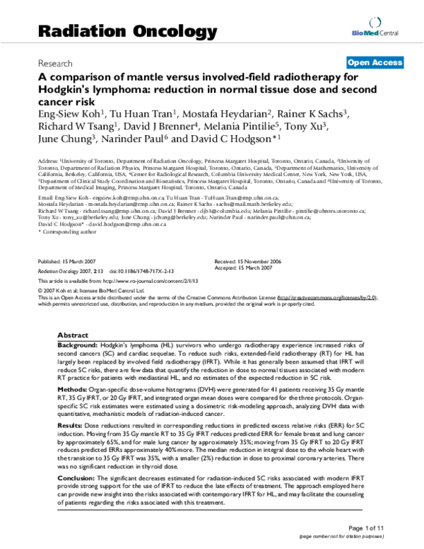 (PDF) A comparison of mantle versus involved-field radiotherapy for ...