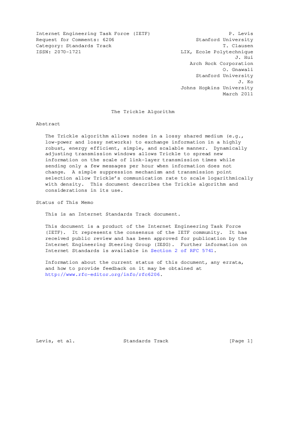 Pdf Rfc6206 The Trickle Algorithm