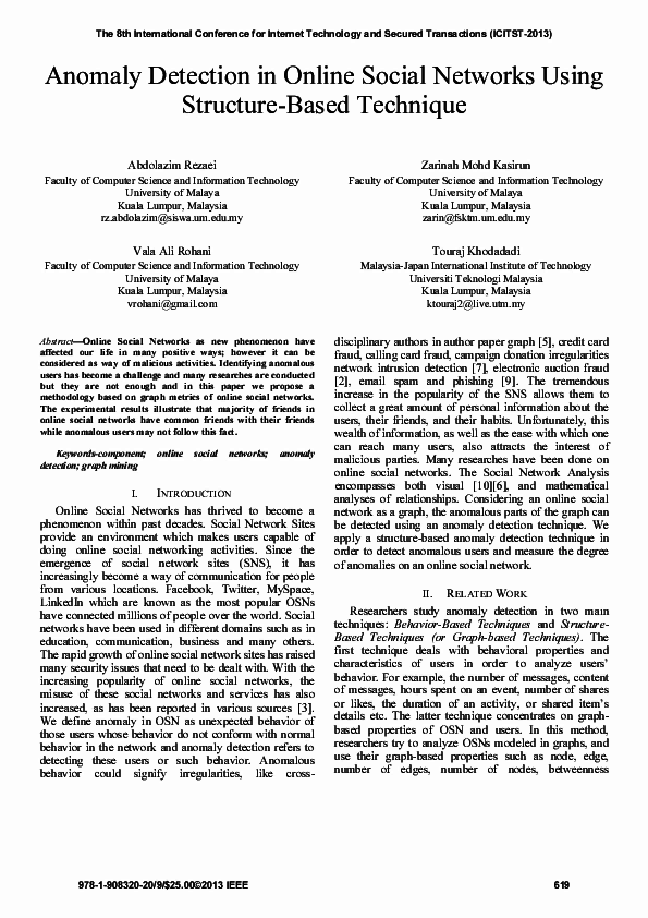 Pdf Anomaly Detection In Online Social Networks Using Structure Based