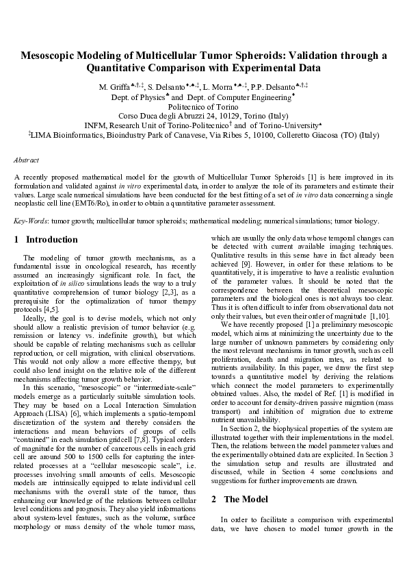 (PDF) Mesoscopic Modeling of Multicellular Tumor Spheroids: Validation through a Quantitative ...