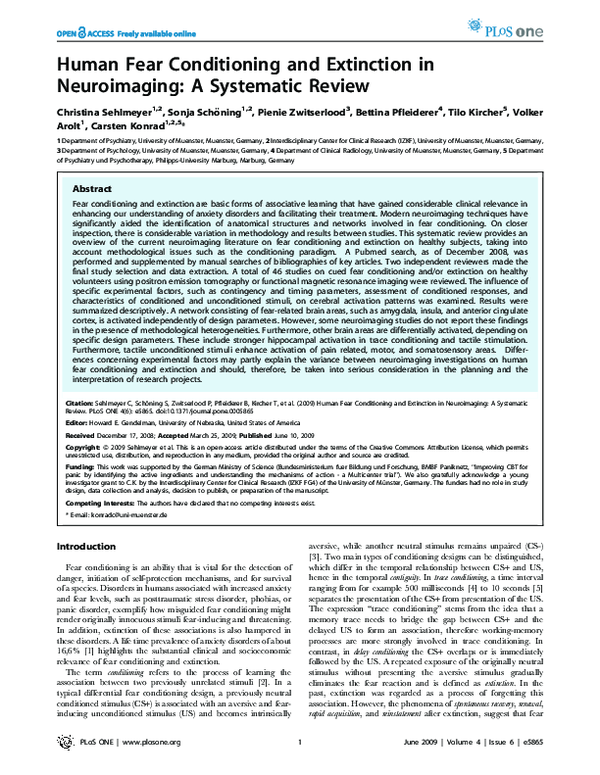 (PDF) Human Fear Conditioning and Extinction in Neuroimaging: A ...