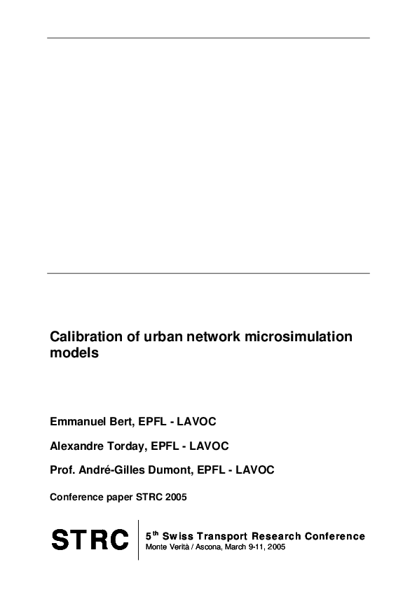 (PDF) Calibration of urban network microsimulation models