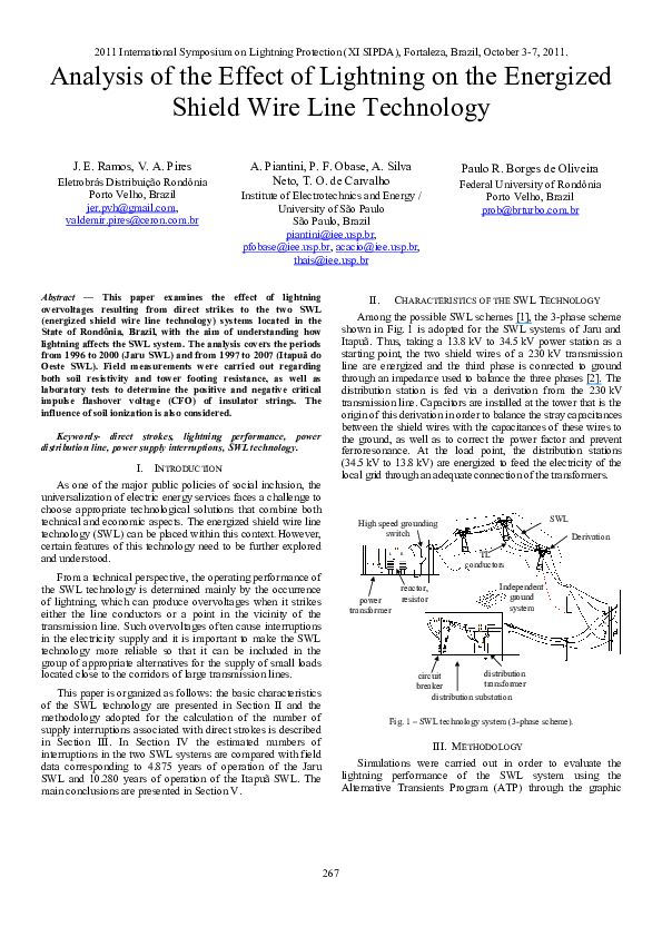 (PDF) Analysis of the effect of lightning on the energized shield wire ...