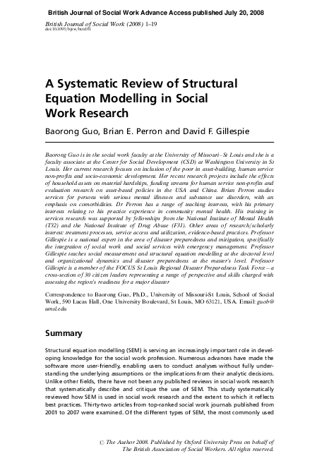 (PDF) A Systematic Review of Structural Equation Modelling in Social ...