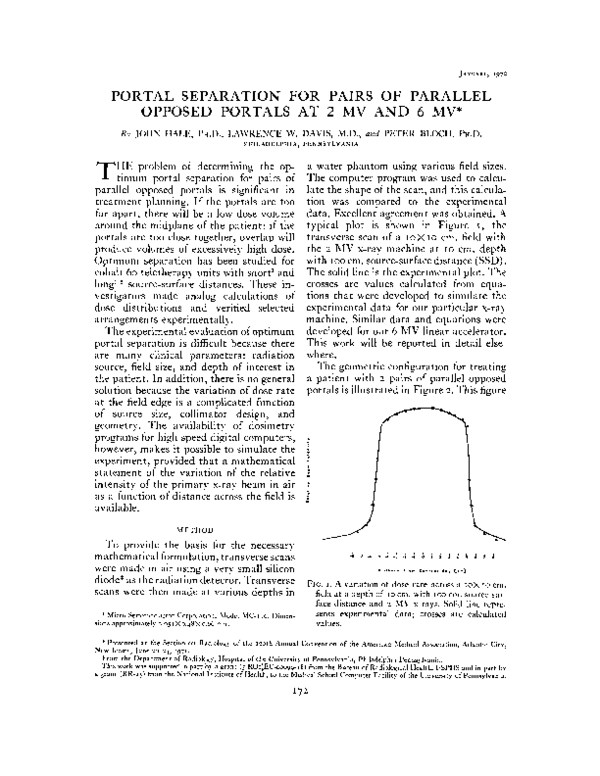 (PDF) Portal separation for pairs of parallel opposed portals at 2 MV ...