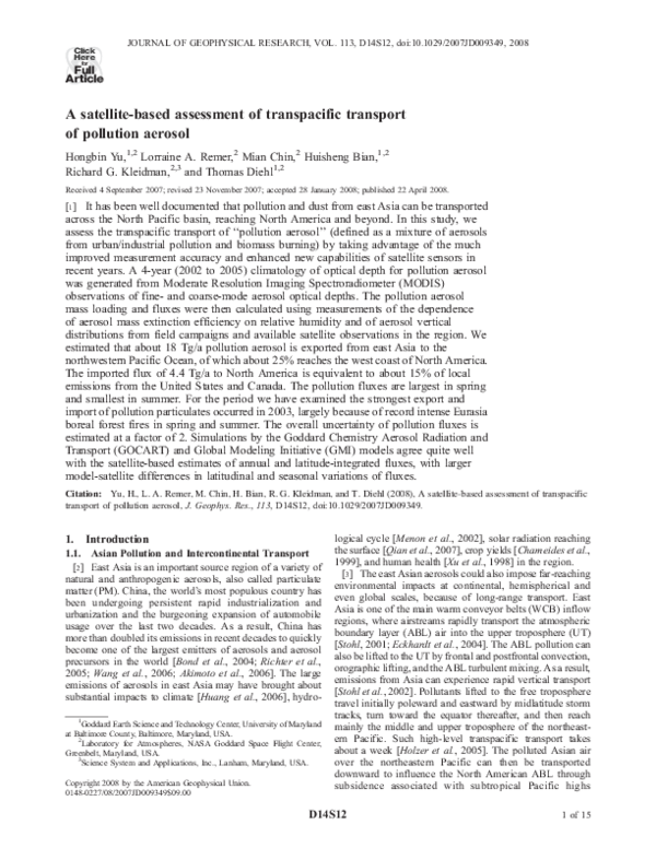 (PDF) A satellite-based assessment of transpacific transport of pollution aerosol