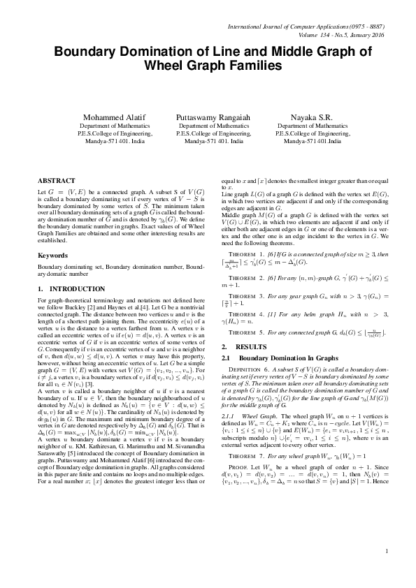 (PDF) Boundary Domination of Line and Middle Graph of Wheel Graph Families