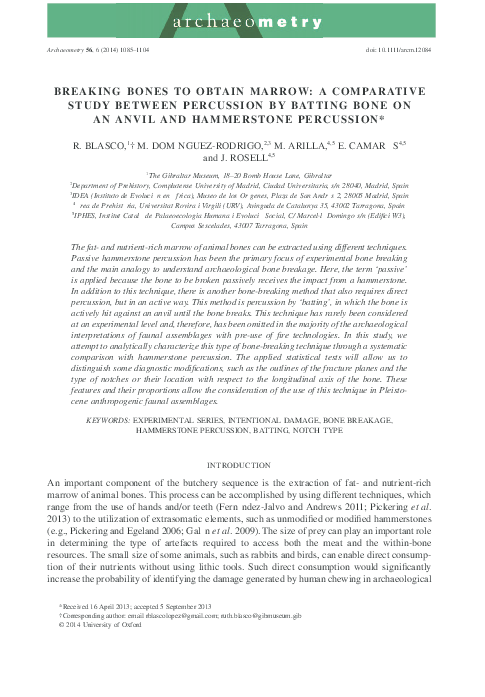 (PDF) Breaking Bones to Obtain Marrow: a Comparative Study Between ...