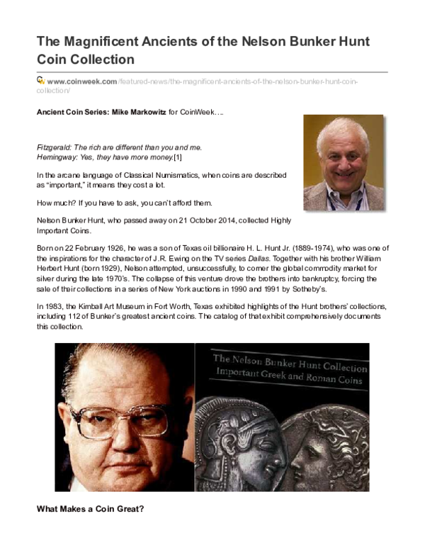 (PDF) The Nelson Bunker Hunt Collection