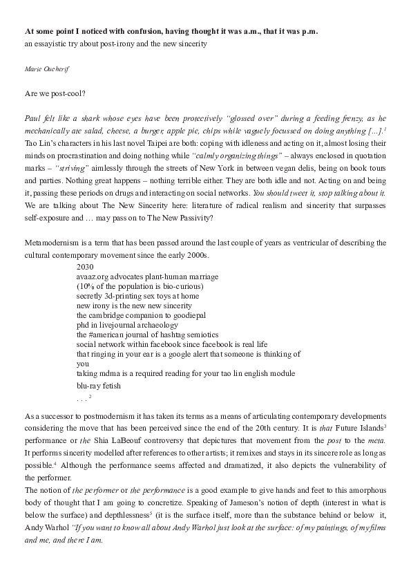 (PDF) Are we post-cool? an essayistic try about post-irony and the new ...