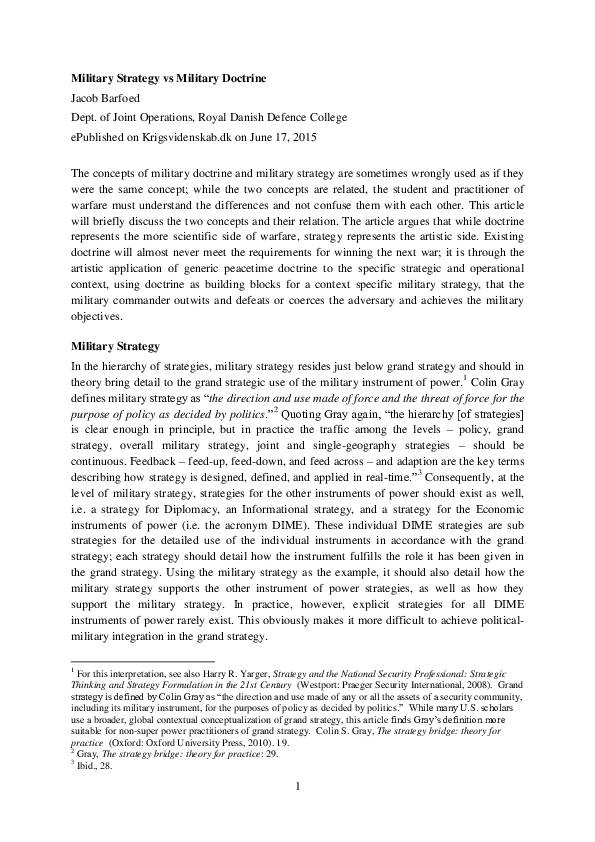 (PDF) Military Strategy vs. Military Doctrine