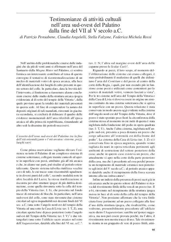 (PDF) Testimonianze di attività cultuali nell'area sud-ovest del ...