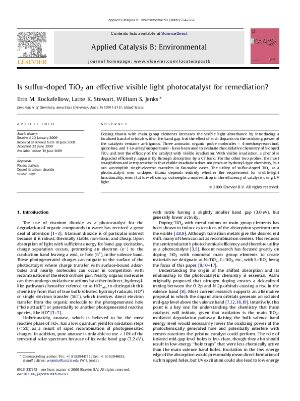 (PDF) Is sulfur-doped TiO2 an effective visible light photocatalyst for ...