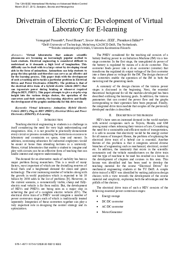 (PDF) Drivetrain of electric car: Development of virtual laboratory for ...