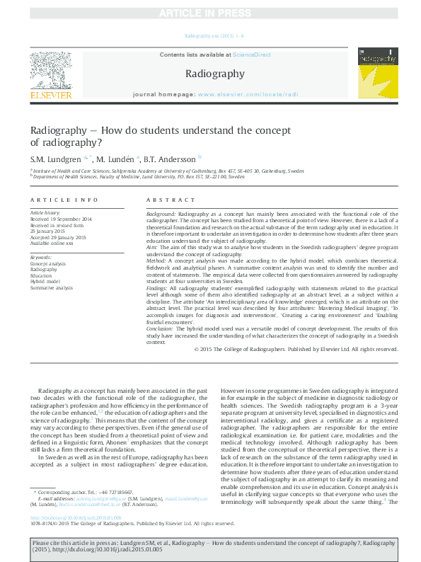 (PDF) Radiography – How do students understand the concept of radiography?