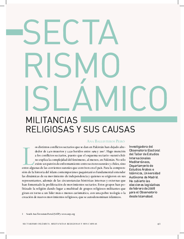 (PDF) Sectarismo islámico. Militancias religiosas y sus causas