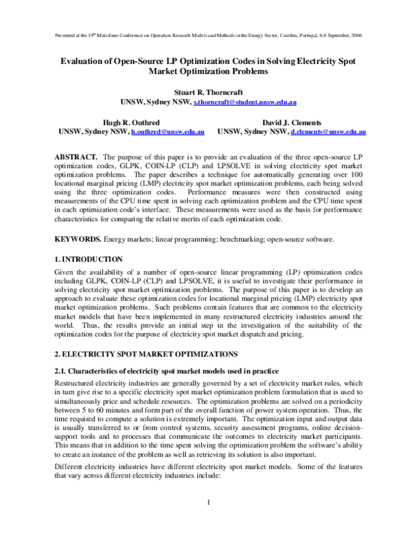 (PDF) Evaluation of Open-Source LP Optimization Codes in Solving ...