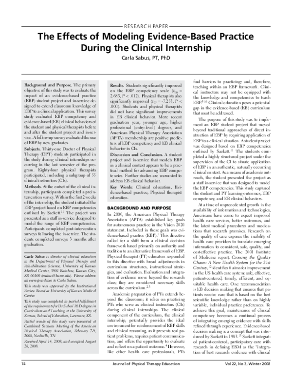 (PDF) The Effects of Modeling Evidence-Based Practice During the ...
