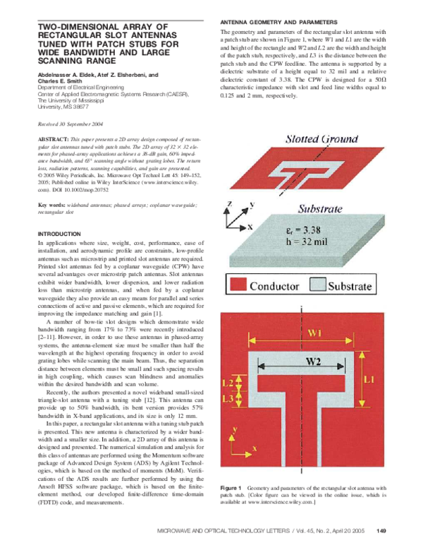 (PDF) Two-dimensional array of rectangular slot antennas tuned with ...