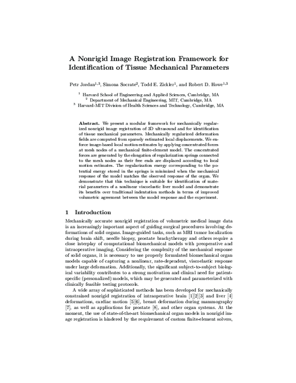 (PDF) A nonrigid image registration framework for identification of tissue mechanical parameters