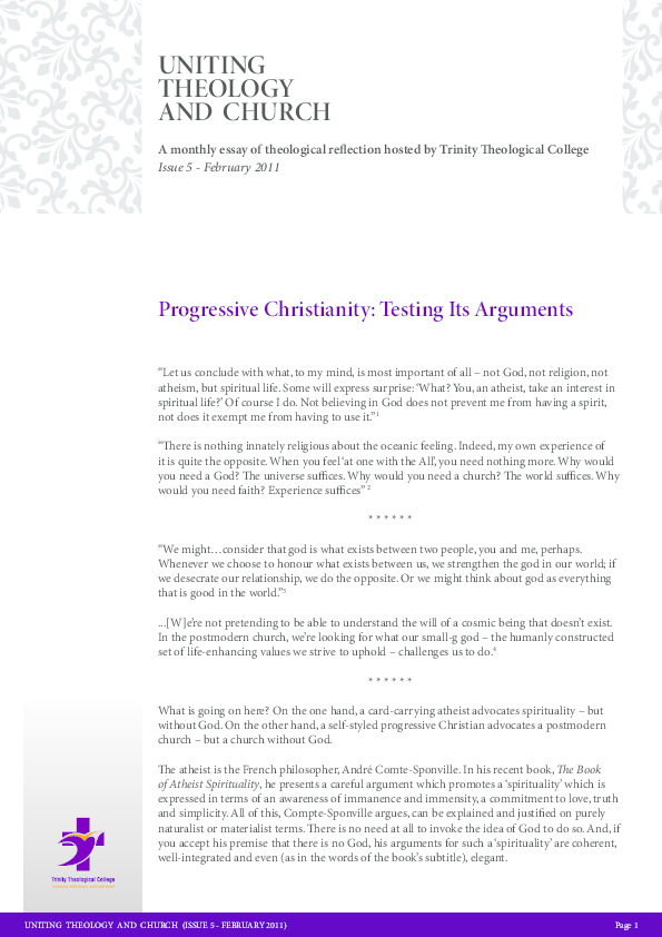 (PDF) Progressive Christianity: Testing the Arguments