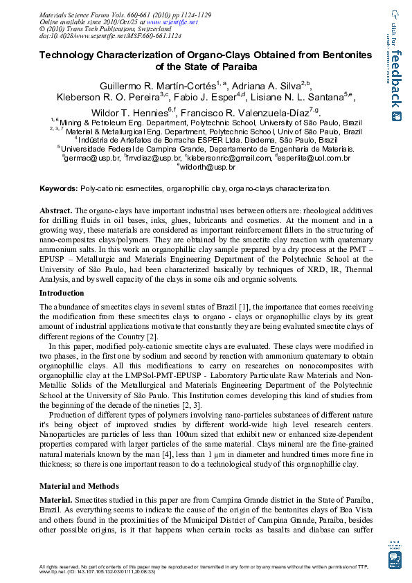 (PDF) Characterization of Organo-Clays from Paraíba