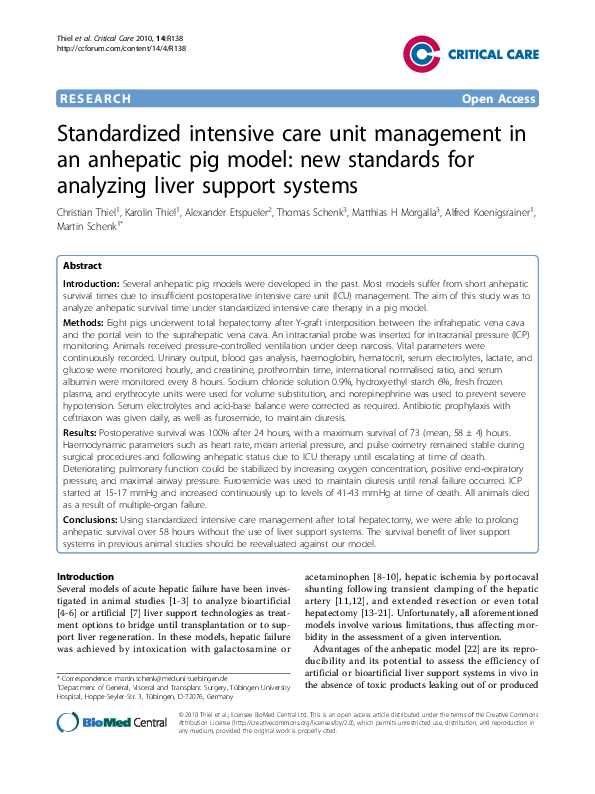 (PDF) Standardized intensive care unit management in an anhepatic pig ...