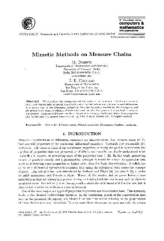 (PDF) Mimetic methods on measure chains
