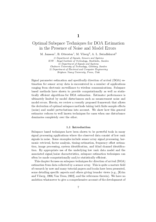(PDF) Optimal subspace techniques for DOA estimation