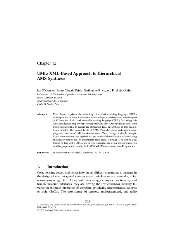 (PDF) UML/XML based approach to hierarchical AMS Synthesis