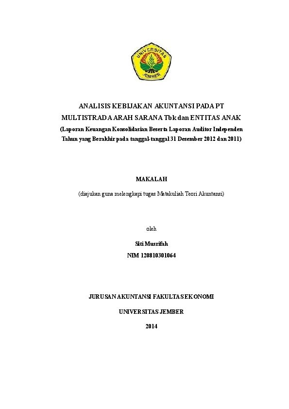 (DOC) Analisis Laporan Keuangan Multistrada Arah Sarana