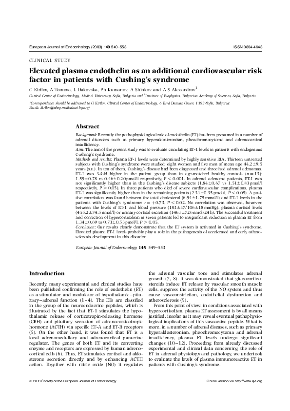 (PDF) Cardiovascular Disease in Cushing’s Syndrome: Heart versus ...