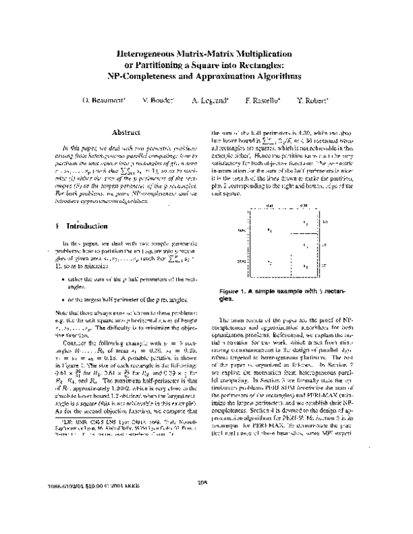 (PDF) Heterogeneous matrix-matrix multiplication or partitioning a square into rectangles: NP ...