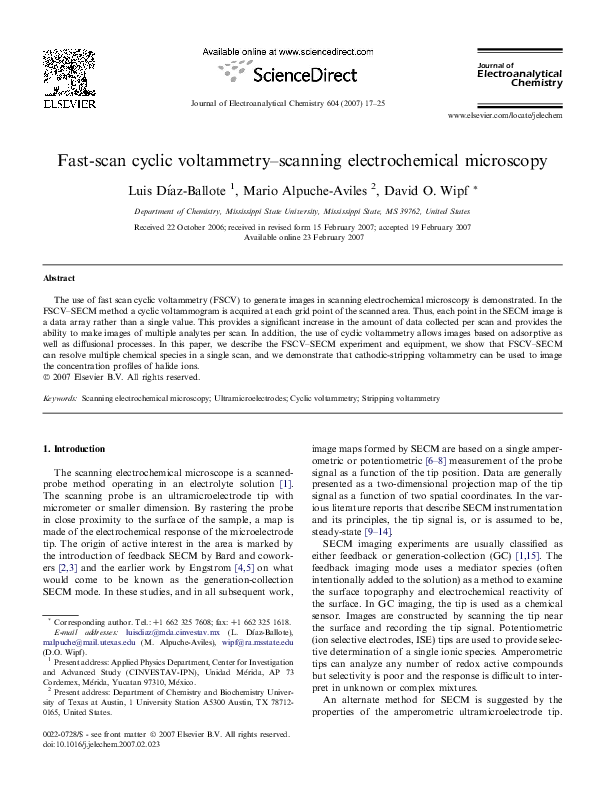 (PDF) Fast-scan cyclic voltammetry–scanning electrochemical microscopy