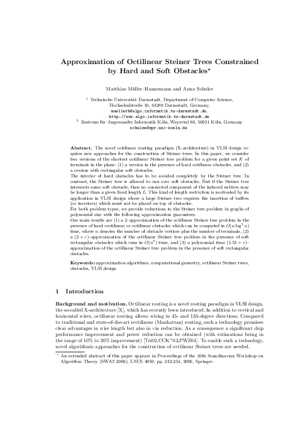 (PDF) Approximation of Octilinear Steiner Trees Constrained by Hard and ...