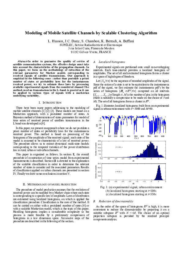 (PDF) Modeling of mobile satellite channels by scalable clustering ... (PDF) Modeling of mobile satellite channels by scalable clustering ...