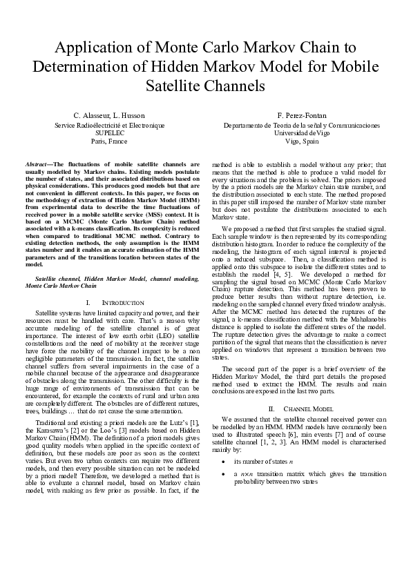 Pdf Application Of Monte Carlo Markov Chain To Determination Of
