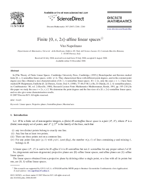(PDF) Finite -affine linear spaces